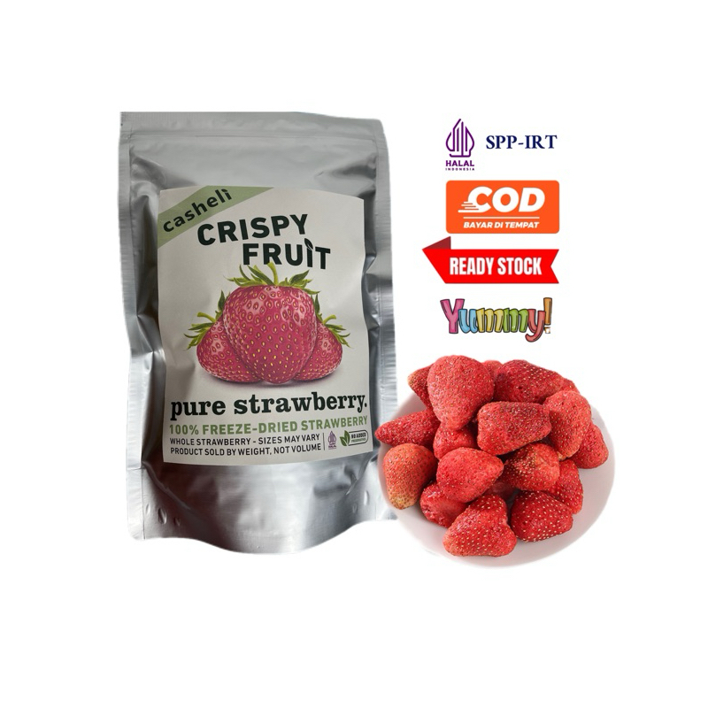 Jual casheli Strawberry Kering Freeze Dried Utuh Premium Quality Fresh Baru Crispy Original ...