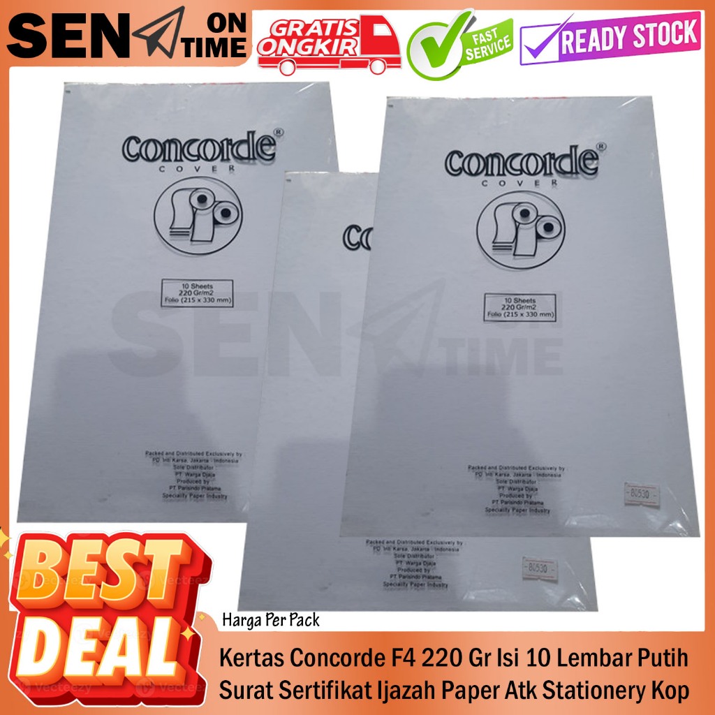 Jual Kertas Bamboo Concorde F4 220 Gr Isi 10 Lembar Warna Putih Surat ...