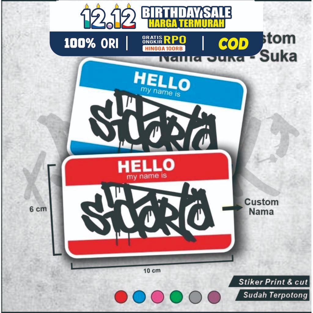 Jual Sticker custom hello my name is, sticker printing, stiker graffiti ...