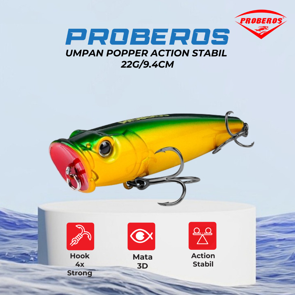 Jual PROBEROS Lure Popper Killer Mata 3D Action Stabil 22g/9,4cm LP227 ...