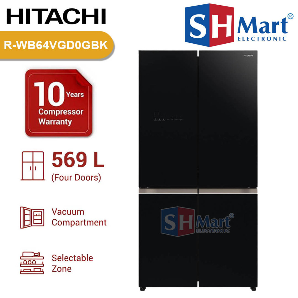 Jual KULKAS HITACHI 4 PINTU 569 LITER R-WB64VGD0 GBK INVERTER GARANSI RESMI | Shopee Indonesia