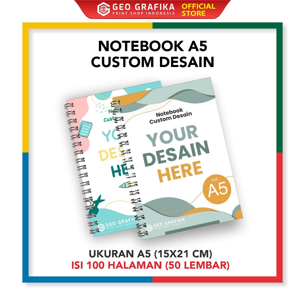 Jual Notebook Block Note A5 Jilid Spiral 100 halaman Custom Desain ...