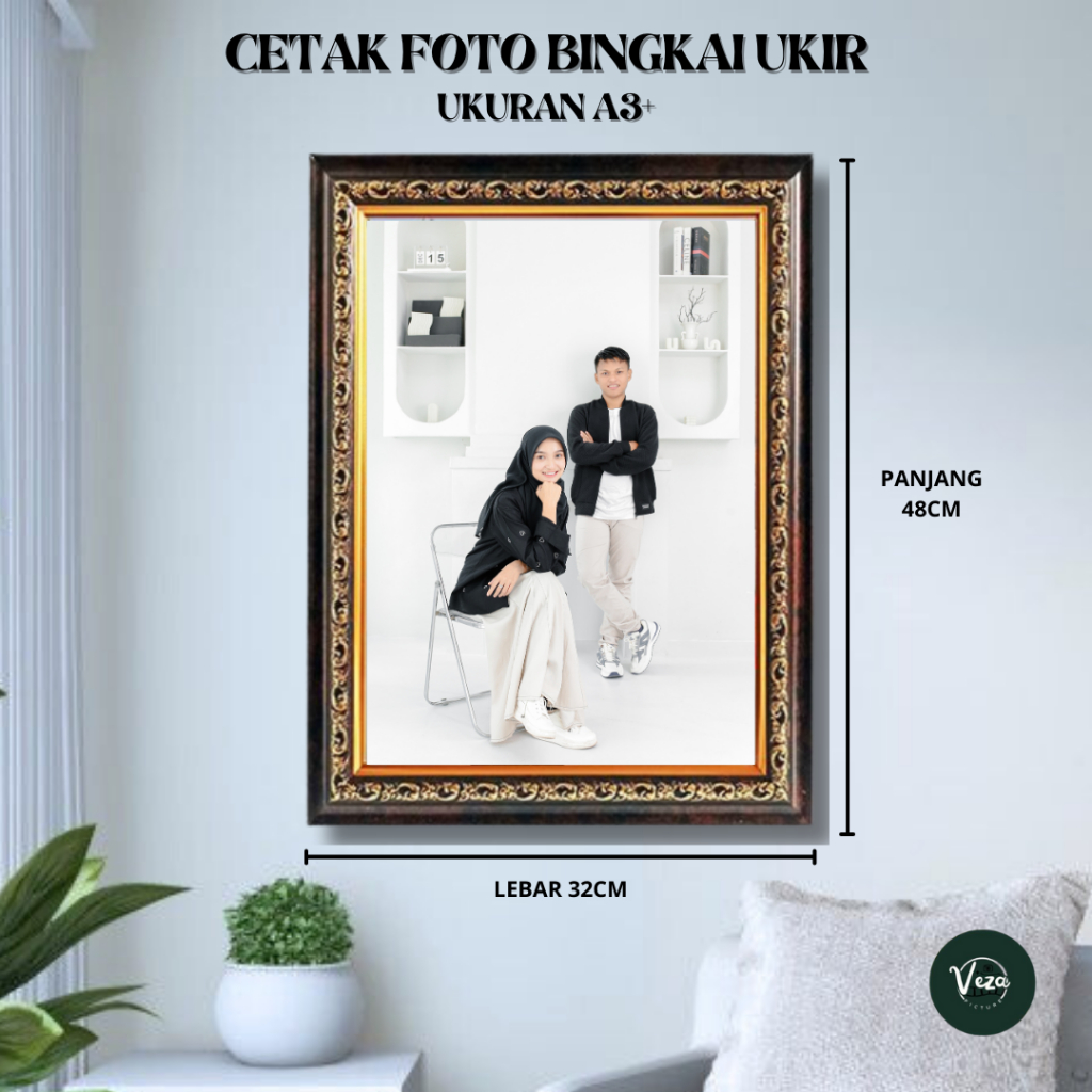 Jual Cetak Foto + Bingkai Motif Ukir Ukuran A3+ 48 x 32 cm , Cetak Foto ...