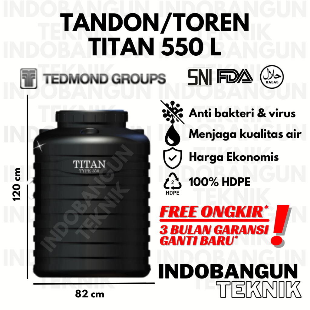 Jual Tandon Toren Tangki Air Titan 250 350 550 650 1000 Liter Harga ...