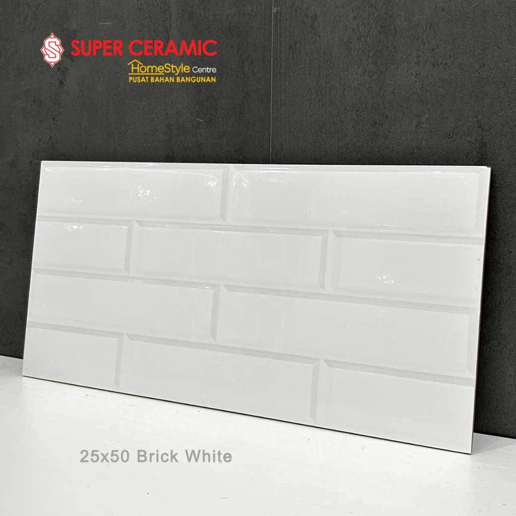 Jual HABITAT 25x50 Keramik Dinding Bata Putih - BRICK WHITE | Shopee ...