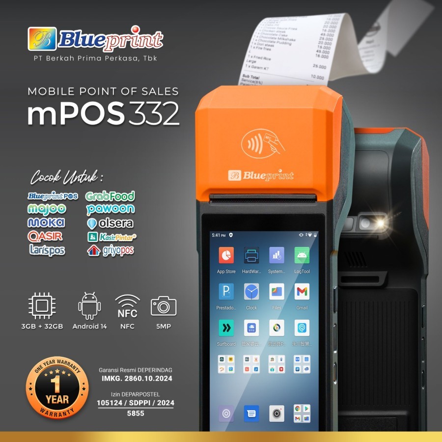 Jual BP-MPOS332 - Printer Struk Kasir EDC Blueprint MPOS 332 Bluetooth ...