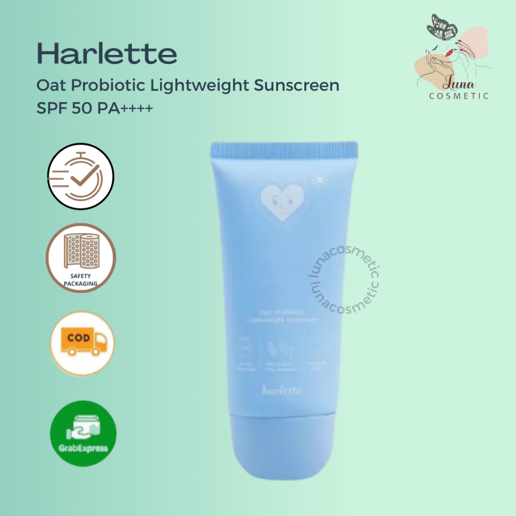 Jual Harlette Oat Probiotic Lightweight Sunscreen SPF 50 PA ...