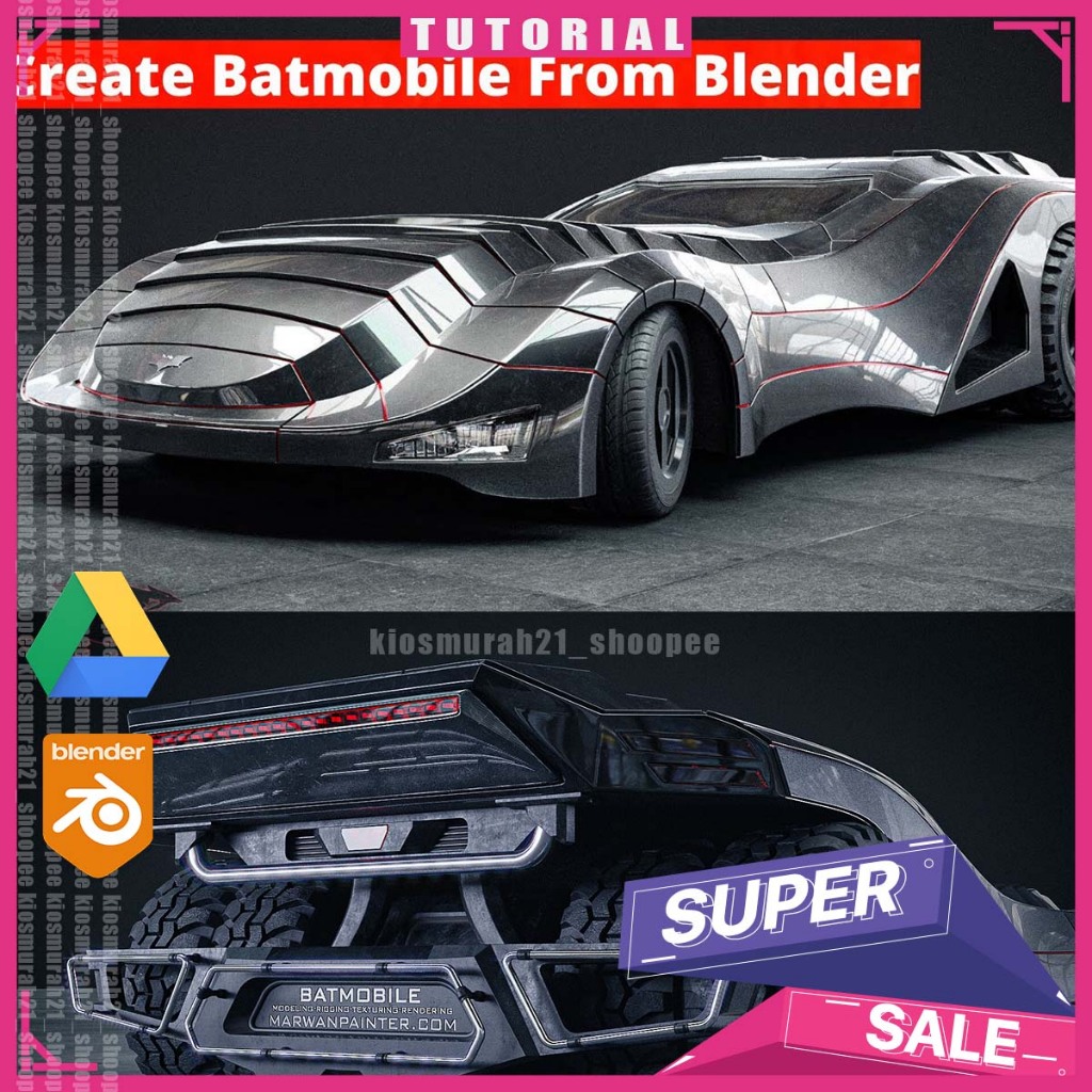 Jual Blender 3D - Blender - Create and rig realistic Batmobile from A ...