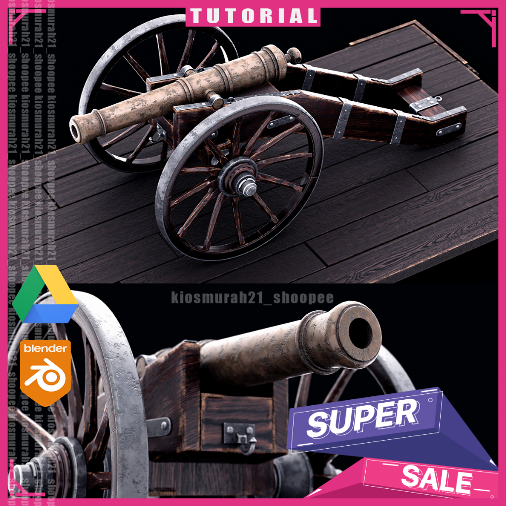 Jual Blender 3D - BLENDER Learn how to create old realistic cannon 3D Blender Tutorial | Shopee ...