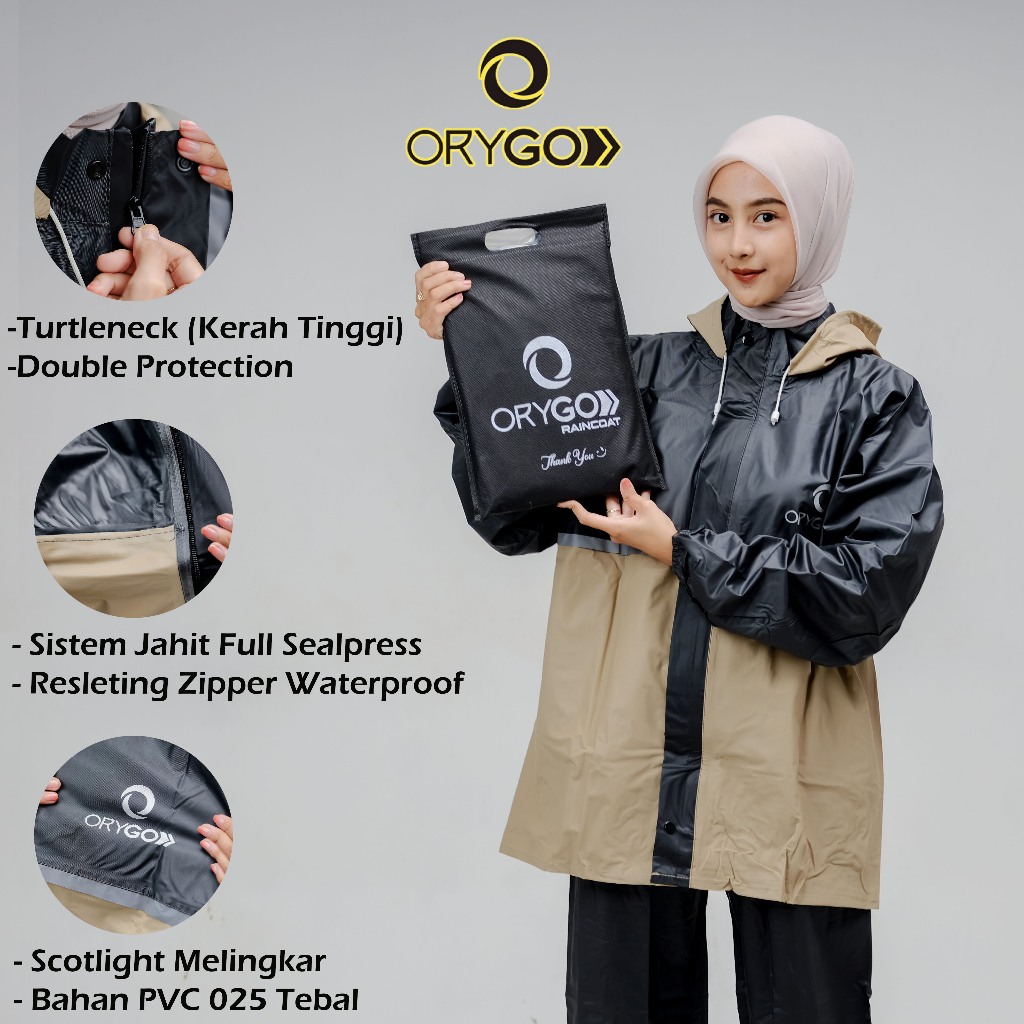 Jual ORYGO RAINCOAT - Jas Hujan/Mantel Set Hoodie Pria Wanita Bahan Tebal Anti Rembes Fullpress ...