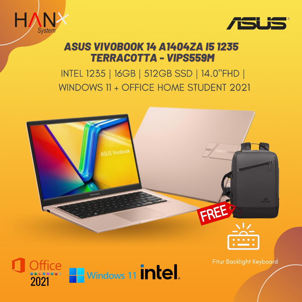 Jual ASUS VIVOBOOK 14 A1404ZA I5 1235 16GB 512GB W11+OHS+O365 14.0FHD ...
