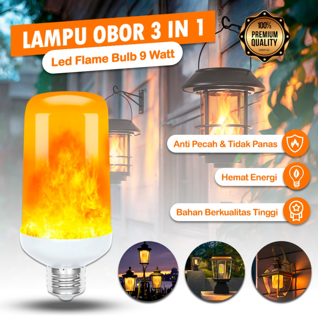 Jual RALALI Lampu Obor 9 Watt 3 In 1 – Bohlam LED Obor Lampu Efek Api ...
