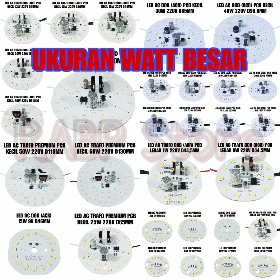 Jual PCB LED AC ACR DAN PREMIUM WATT BESAR 20W SD 60W LENGKAP LED AC ...