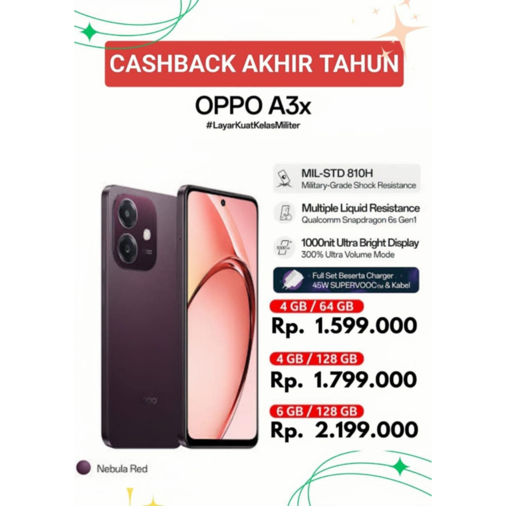 Jual OPPO TERBARU CPH2641 A3X 8/128GB | Shopee Indonesia