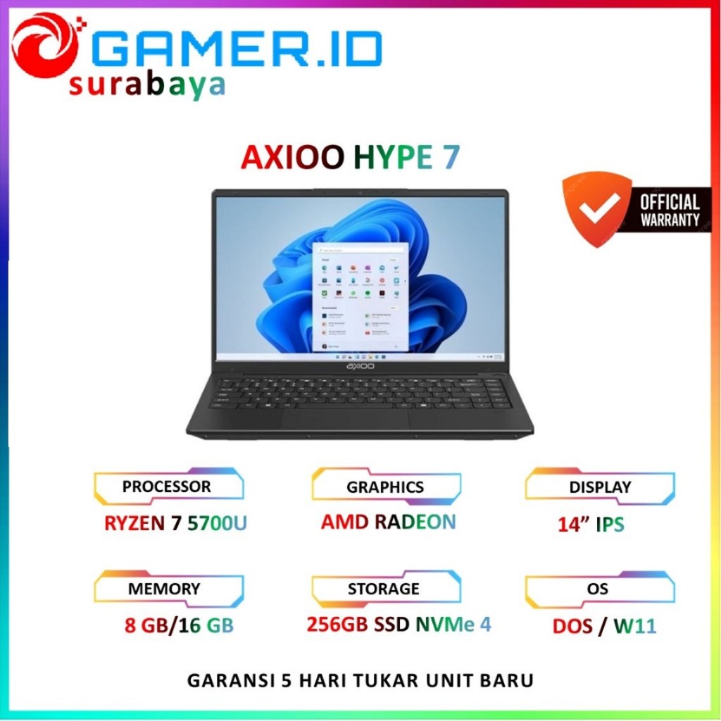 Jual LAPTOP AXIOO HYPE 7 AMD X7 RYZEN 7 5825 - 8/16GB 512GB 14.0FHD IPS ...