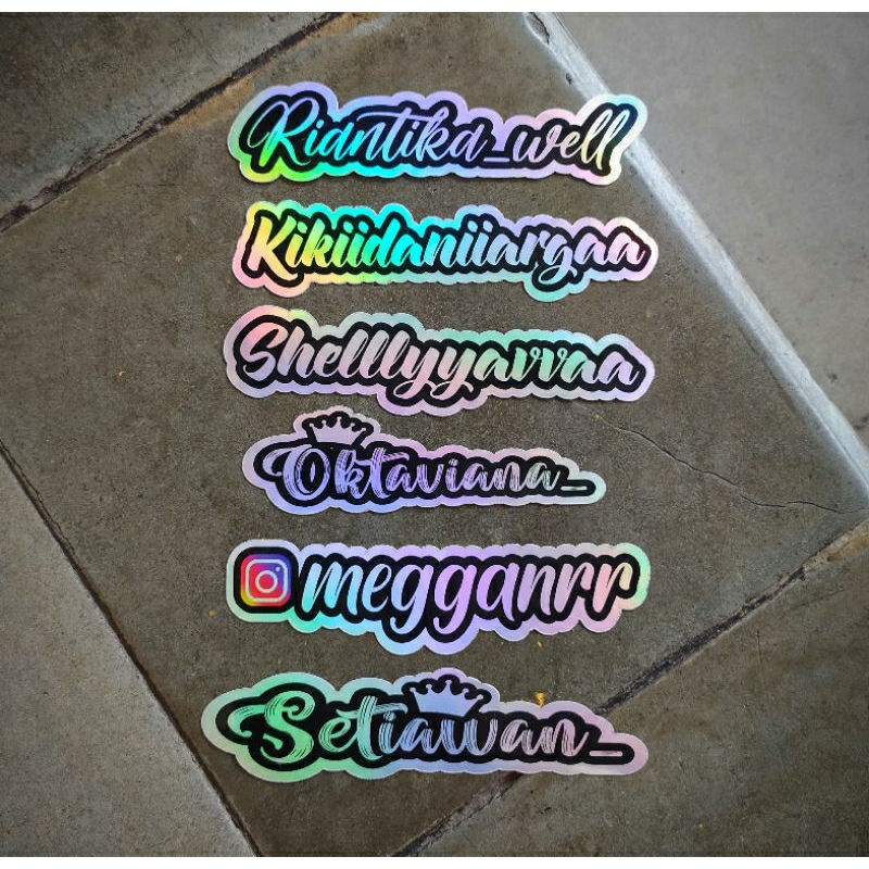 Jual STIKER NAMA CUSTOM HOLOGRAM SMALL 10x2cm | Shopee Indonesia