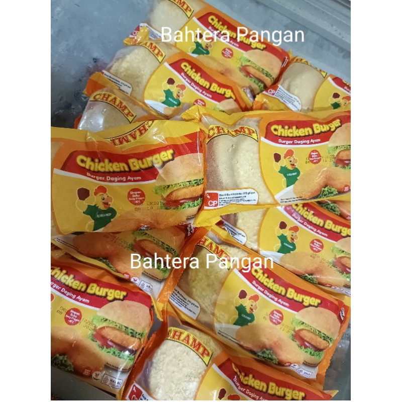 Jual Champ Chicken Burger isi 6 pc | Champ Burger ayam 315gr | Shopee ...