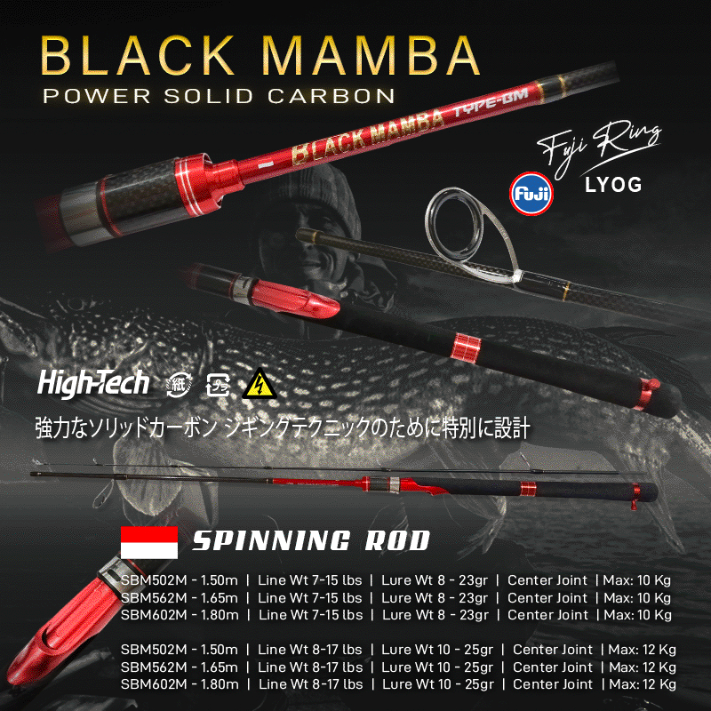 Jual Joran Carbon Solid Katana Black Mamba Type-BM (165cm-180cm) | Shopee Indonesia