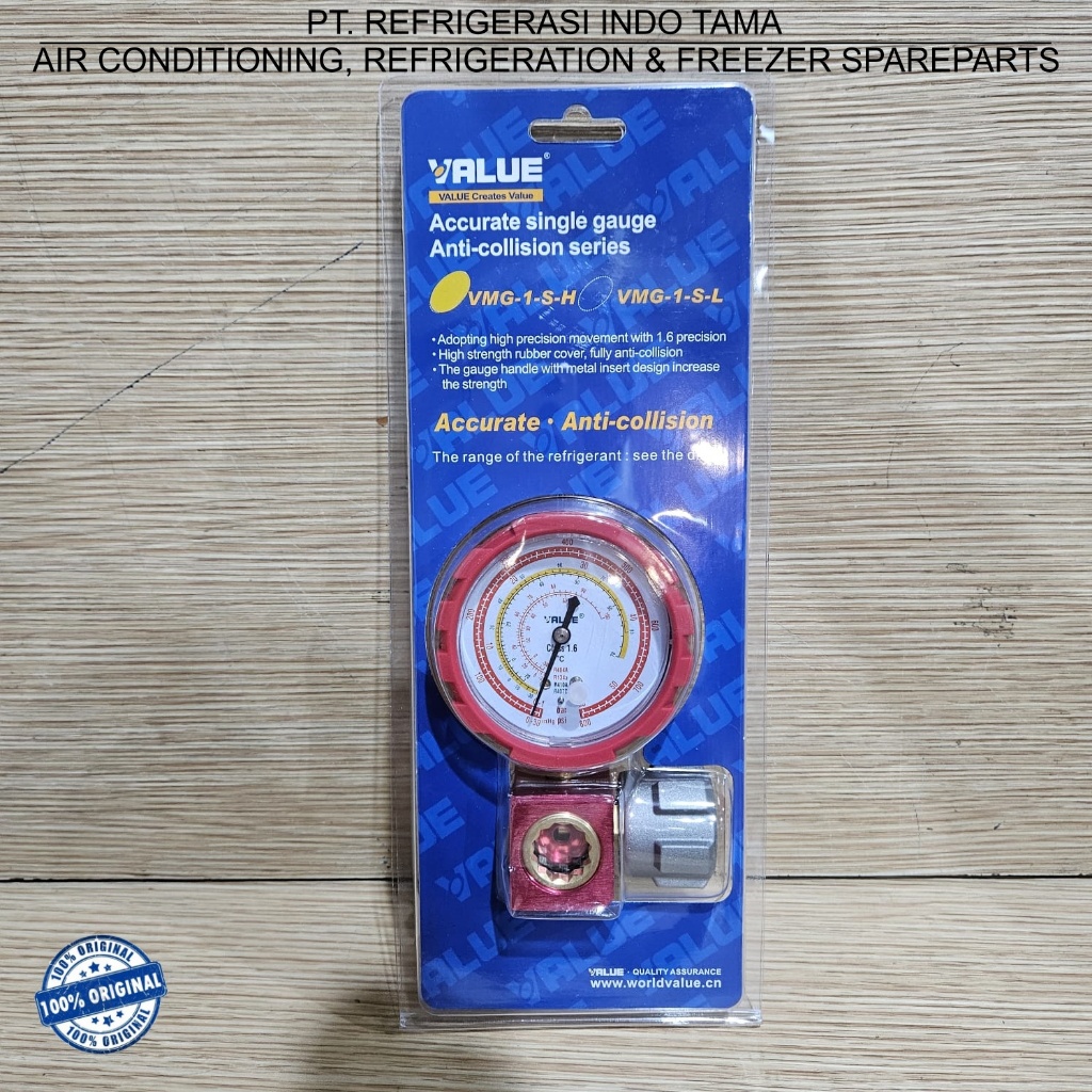 Jual MANIFOLD SINGLE GAUGE VALUE R410 HIGH VMG-1-S-H CBH/CBL ( R404A / 134A / R410A / 407C ) / R ...
