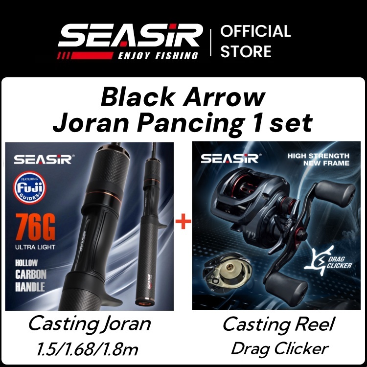 Jual [OFFICIAL] SEASIR Black Arrow Joran Pancing BC Baitcasting 1 set ...