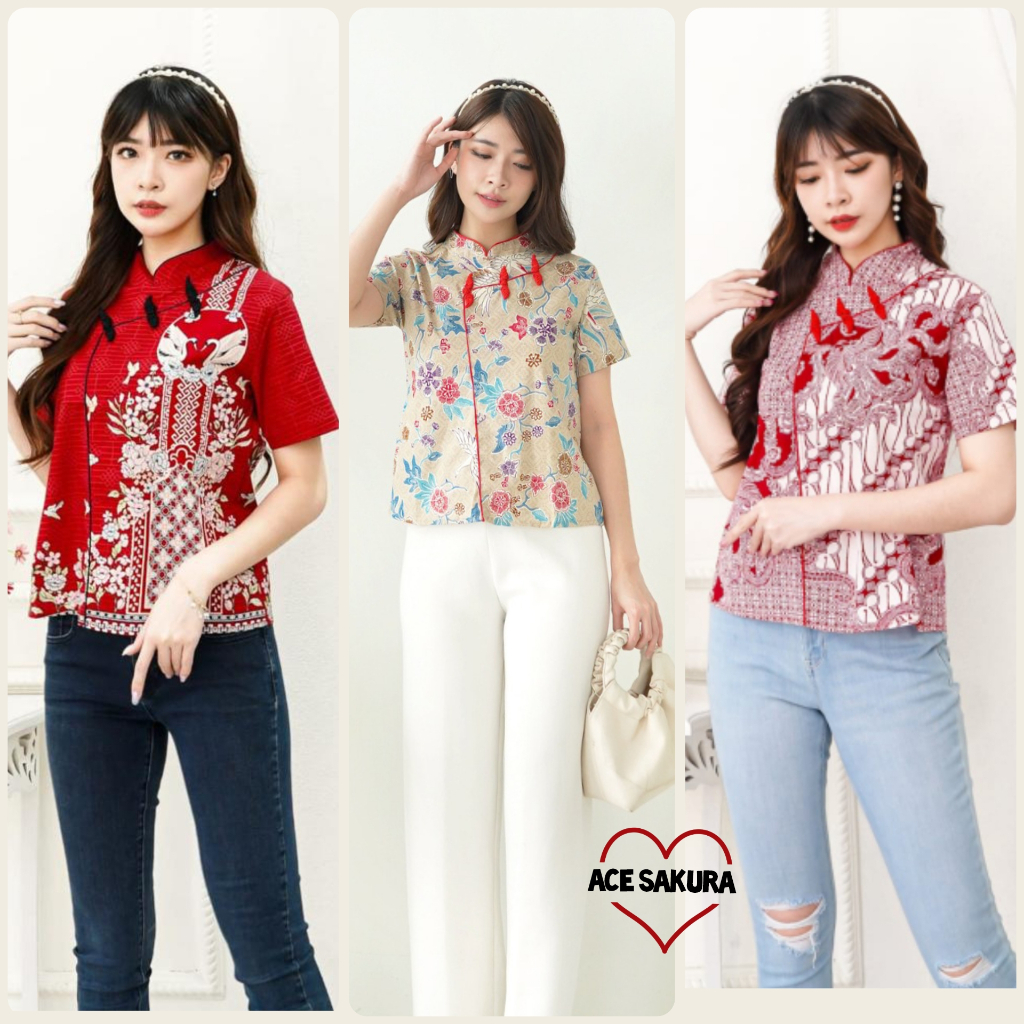 Jual BLOUSE AYANA BATIK MODERN ATASAN WANITA KERJA 305 KANTOR MURAH ...