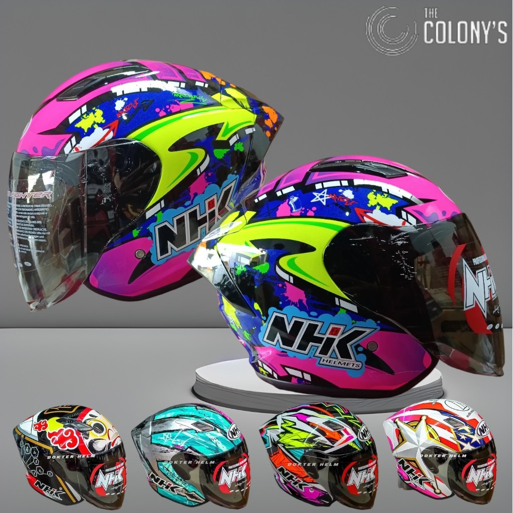 Jual NHK R1 ELITE MOTIF GP EDITION SPECIAL EDISI HELM OPEN FACE | Shopee Indonesia