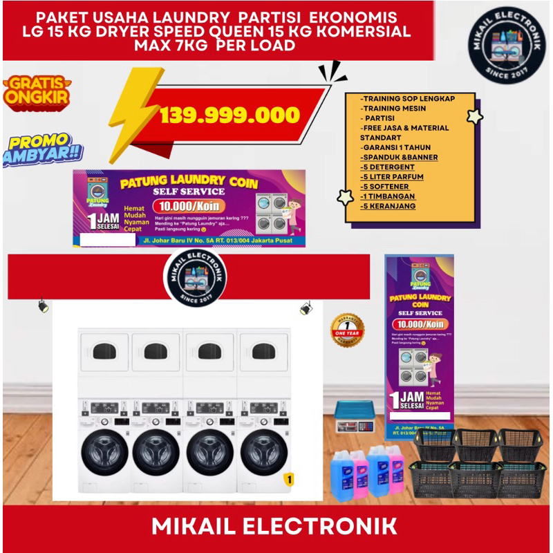 Jual PROMO PAKET HEMAT LAUNDRY KOIN PARTISI MESIN CUCI LG 15 KG DRYER ...