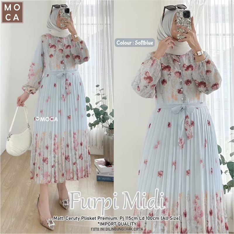 Jual FURPI MIDI KEKINIAN CANTIK DENGAN MOTIP BUNGA | Shopee Indonesia