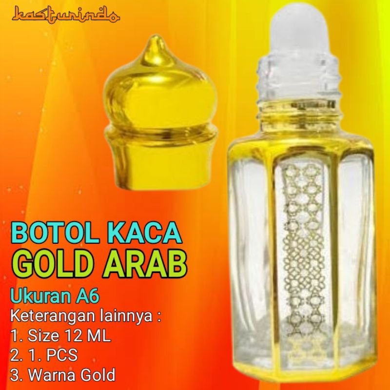 Jual Botol Kaca Khas Arab Warna Gold Ukuran 12 ML (ISI 1 PCS) | Shopee ...