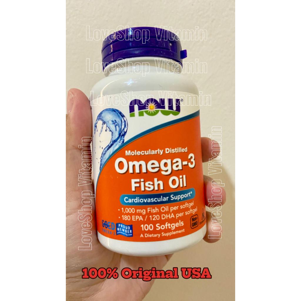 Jual NOW foods molecularly distilled vitamin Omega 3 1000 mg Fish oil per softgel 180 EPA 120 ...