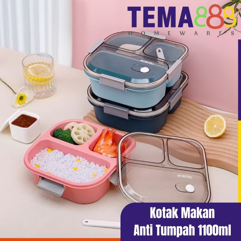 Jual ECENTIO Lunch Box Kotak Bekal Anti Tumpah 1100ml Kotak Makan Wadah Bekal Anti Tumpah Kotak ...