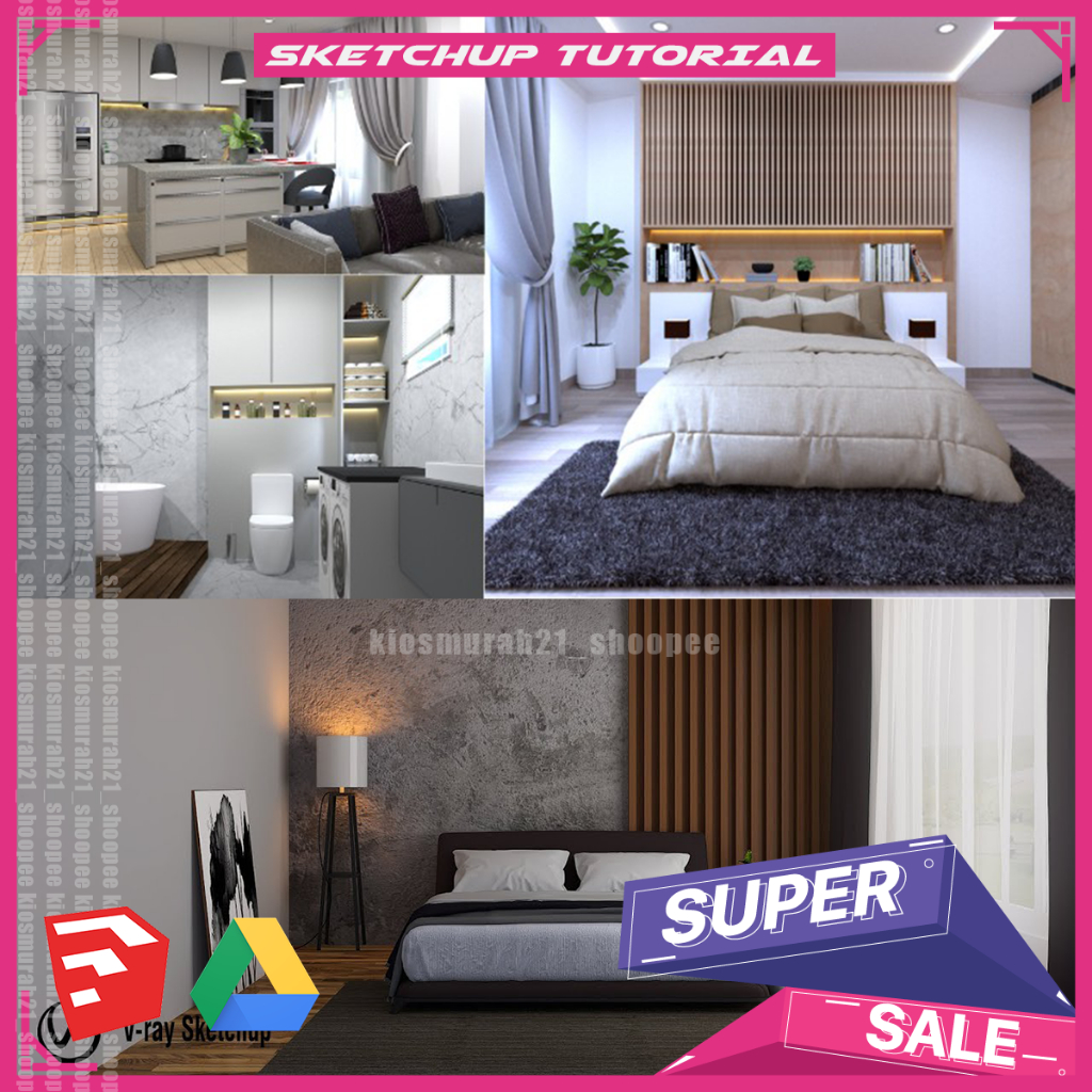 Jual Sketchup - Learn Interior Design with Sketchup and Vray Sketchup Pro Tutorial | Shopee ...