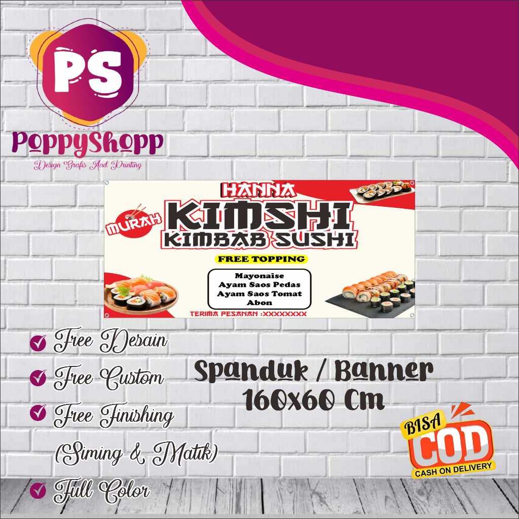 Jual Spanduk Banner 100X50 Cm Kimbab & Sushi Custom Desain Harga ...