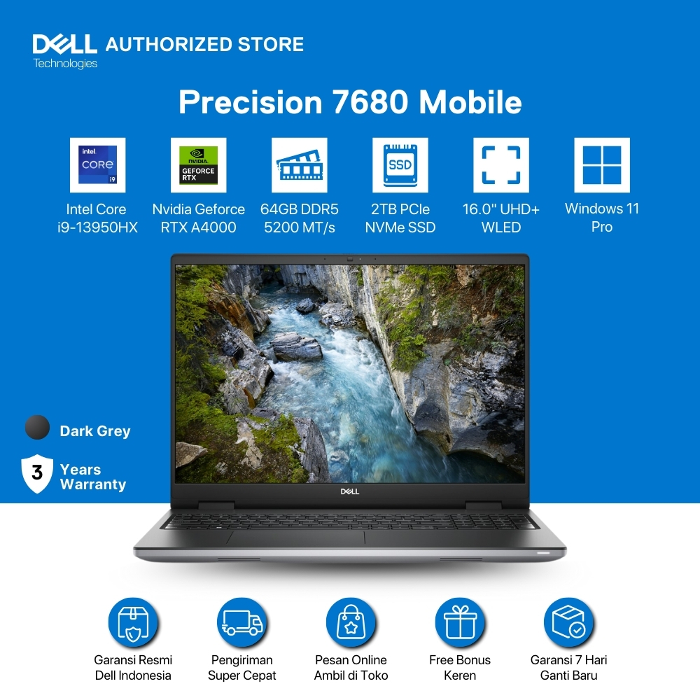 Jual Dell Mobile Precision 7680 [Ci9-13950HX-64GB-2TB-RTX A4000 12GB ...