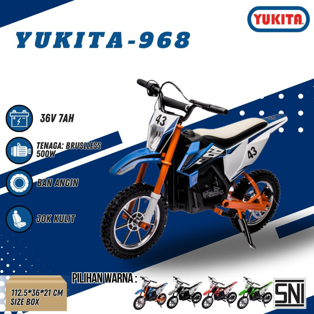 Jual Mainan Motor Mini Trail Elektrik YUKITA 968 AKI 36V BAN ANGIN JOK ...