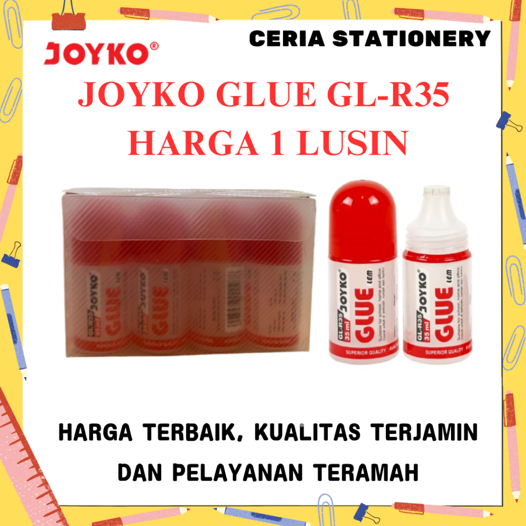 Jual Lem Joyko Glue Stick GL-R35 35 ml Per Box isi 12 Pcs / Lem Cair ...