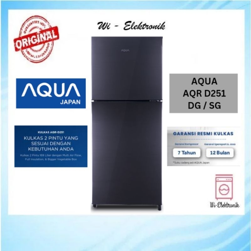 Jual Kulkas 2 Pintu AQUA AQR D251 DG SG Lemari Es 2Pintu AQRD251 AQRD 251 251DG 251SG | Shopee ...
