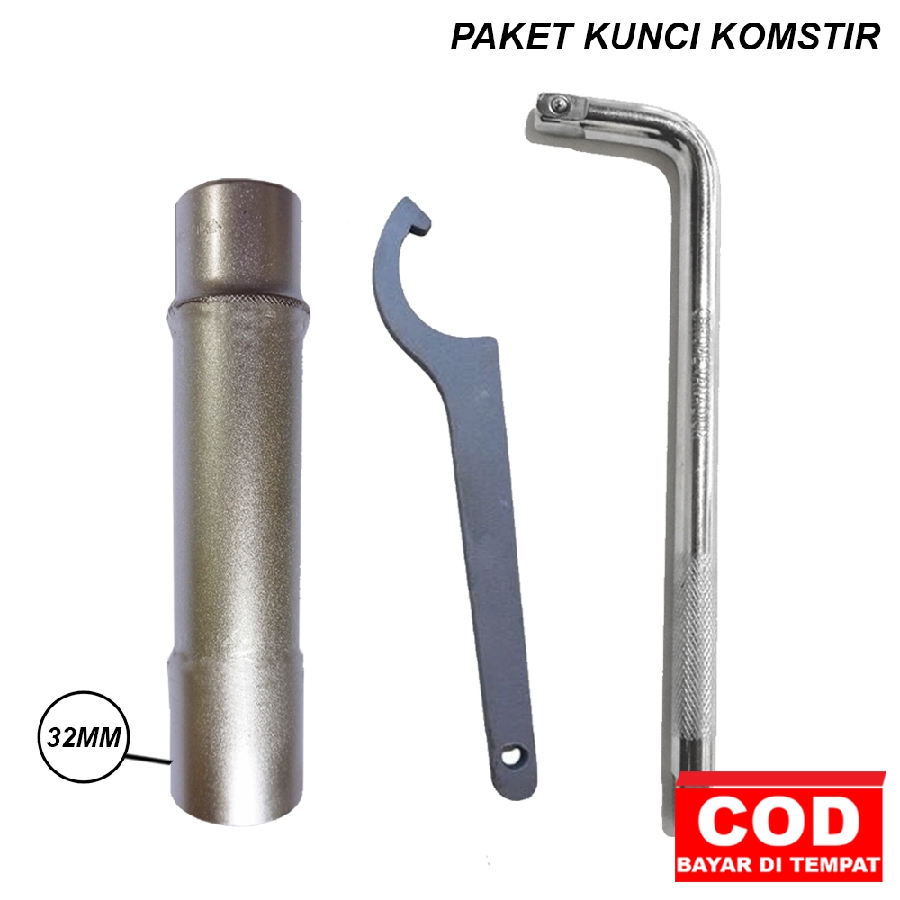 Jual PAKET KUNCI KOMSTIR 32MM / HOOK WRENCH AMTECH/ GAGANG SOCK L ...