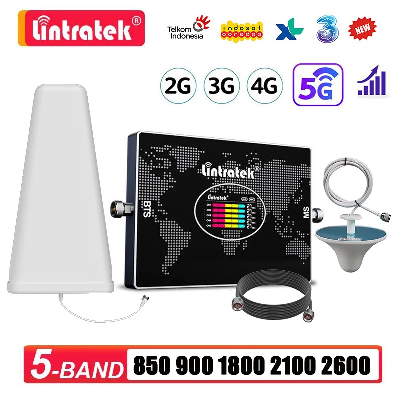 Jual Lintratek 5G 4G 3G 2G Penguat Seluler Repeater Sinyal 4G Modem 5-Band 850 900 1800 2100 ...