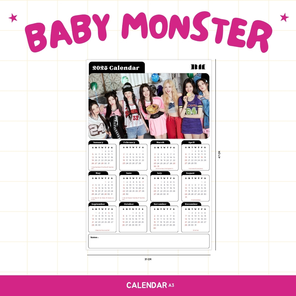 Jual 2025 KALENDER BABYMONSTER KPOP + LAMINASI 2SISI GLOSSY IDOL BIAS BABY MONSTER KOREA MURAH ...