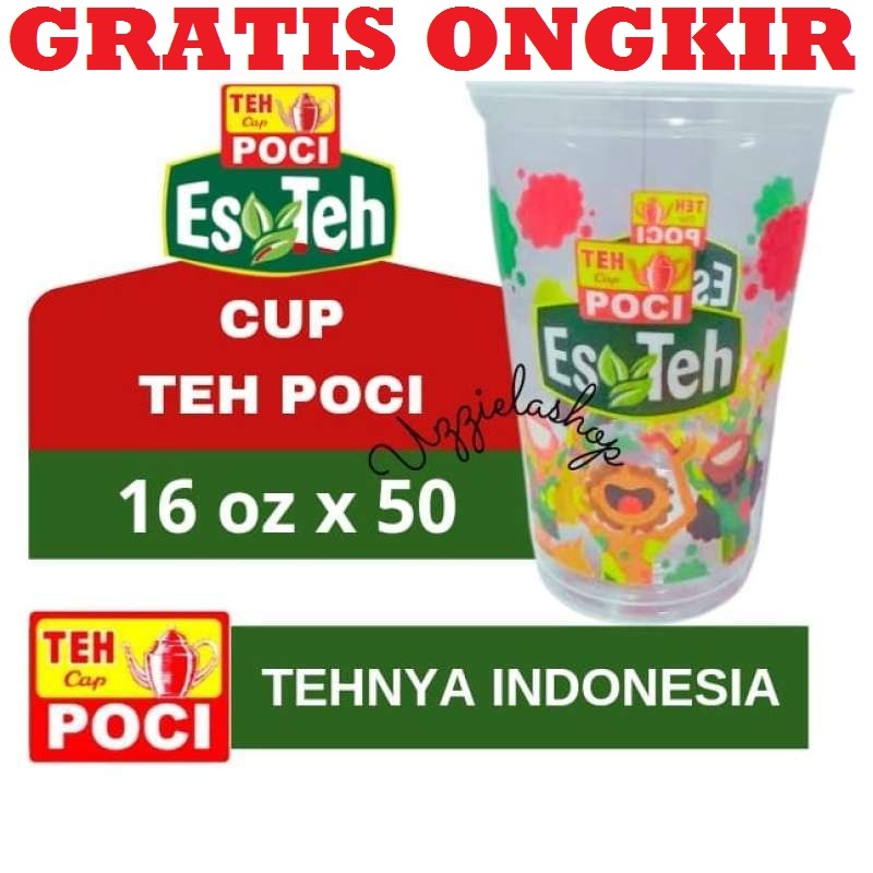 Jual gelas teh poci 16oz SLOP isi 50 cup 16 oz ASLI 100% | Shopee Indonesia