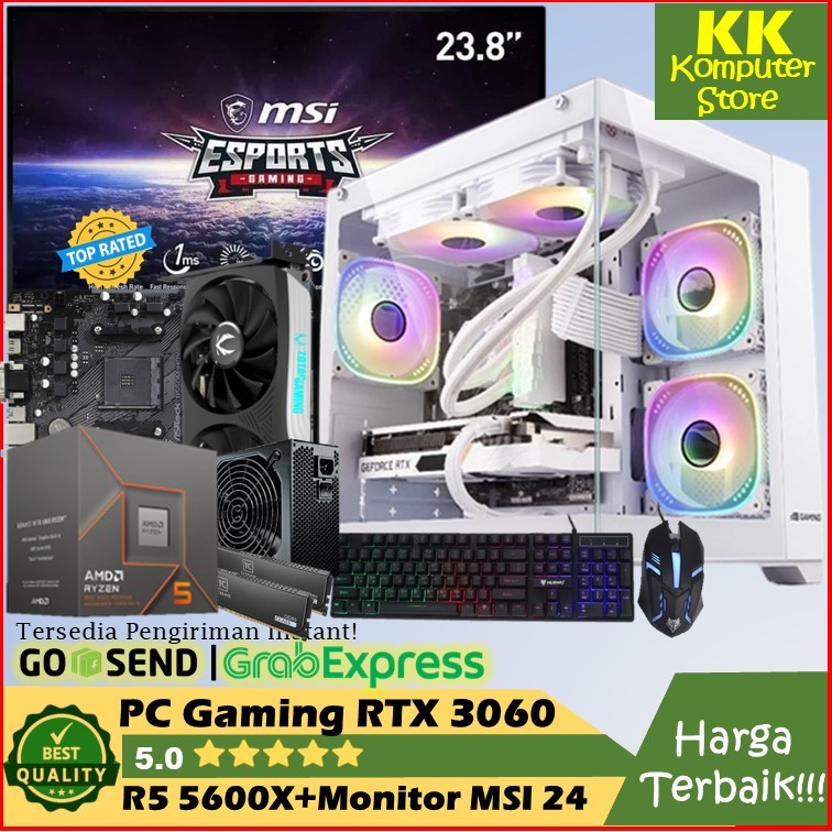 Jual pc gaming amd ryzen 5 5600x | rtx 3060 12gb fulset monitor | pc ...