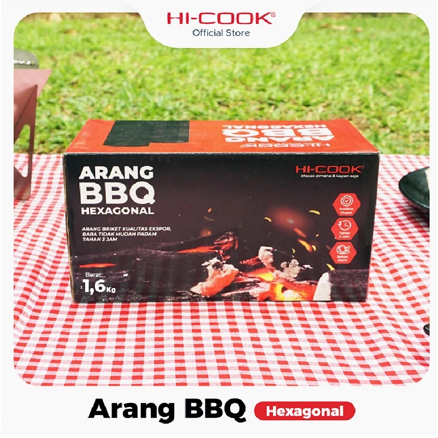 Jual Hi-Cook Arang Briket BBQ Hexagonal Premium Quality 1 Box 1,6 Kg ...