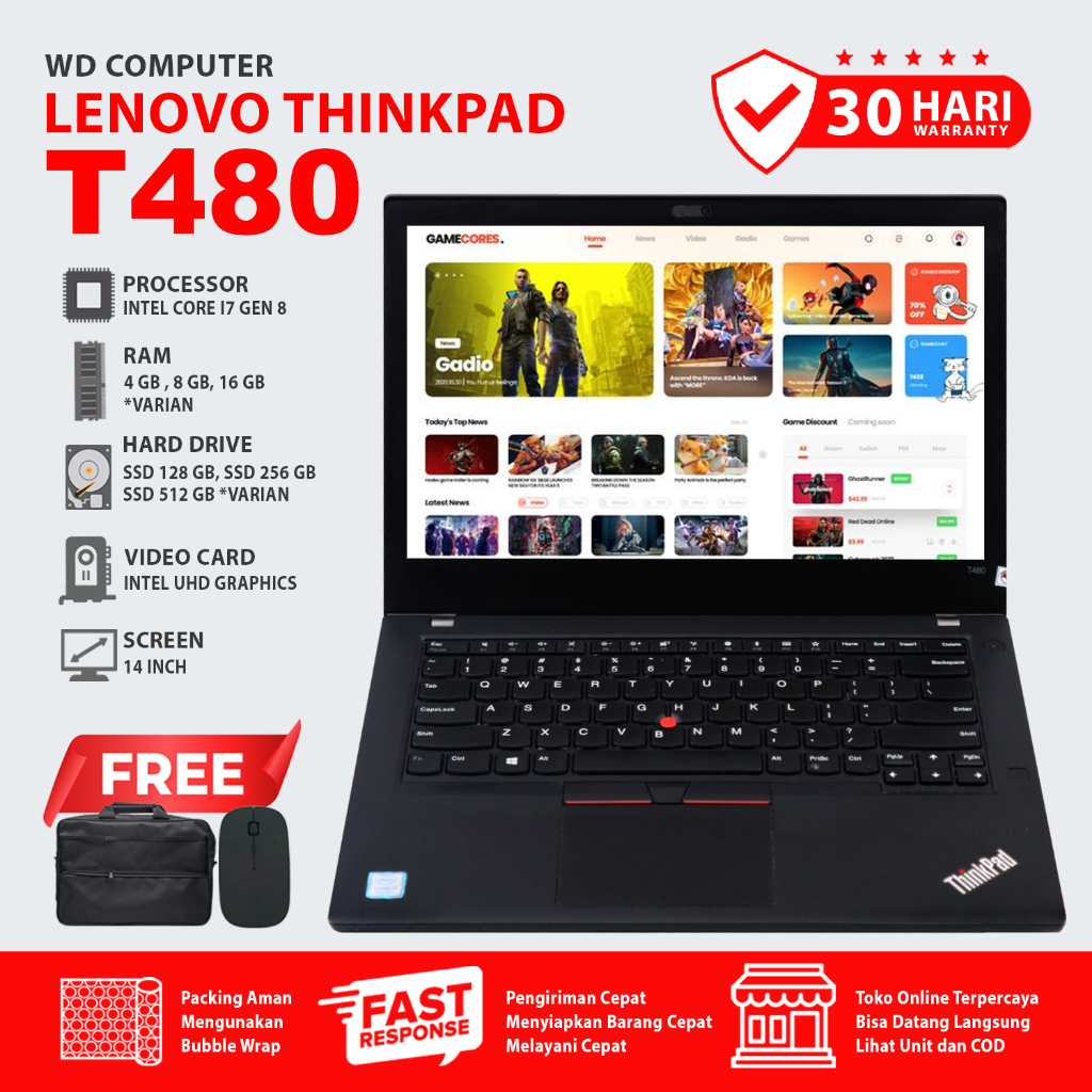 Jual Lenovo Thinkpad T480 Intel Core I7 Gen 8 I Ram 32 Gb Ssd 1 TB NVME ...