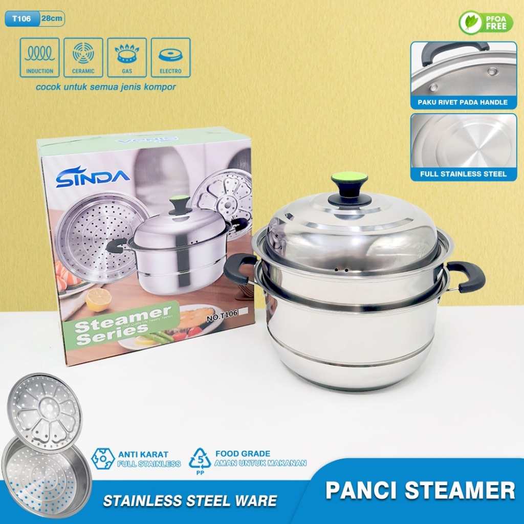 Jual PANCI SERBAGUNA TUTUP STAINNLESS STEEL GAGANG HITAM+STAINLESS / PANCI KUKUS SUSUN 2 ...