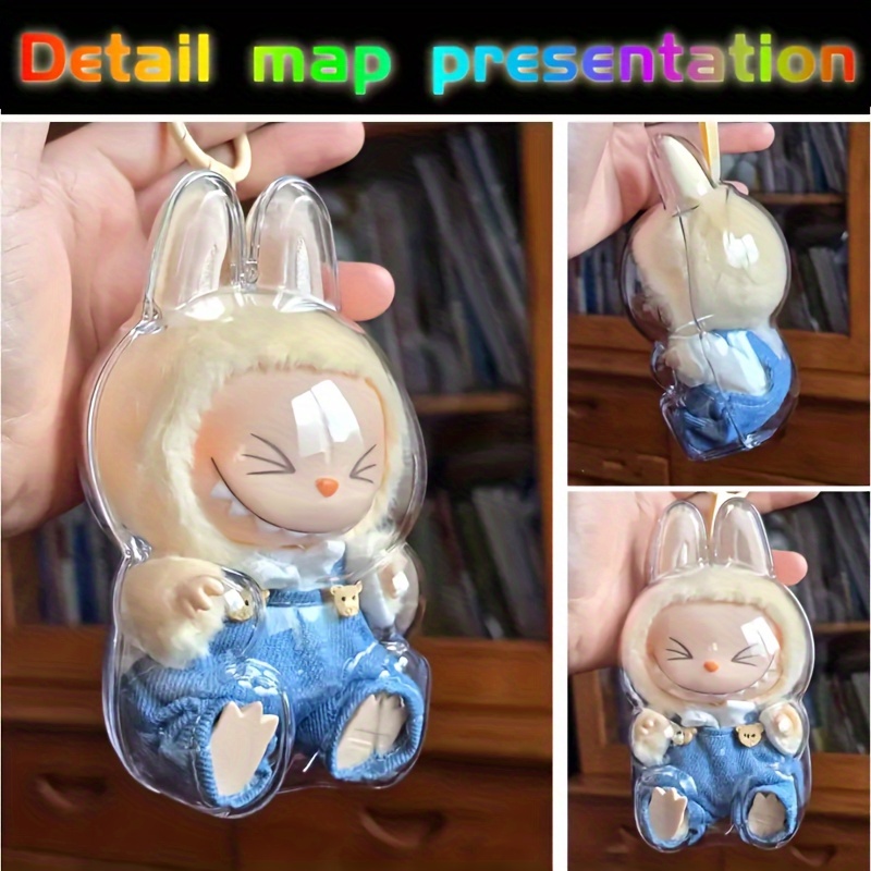 Jual Clear Labubu Transparent Plastic Storage Box, Protective Dust Bag ...