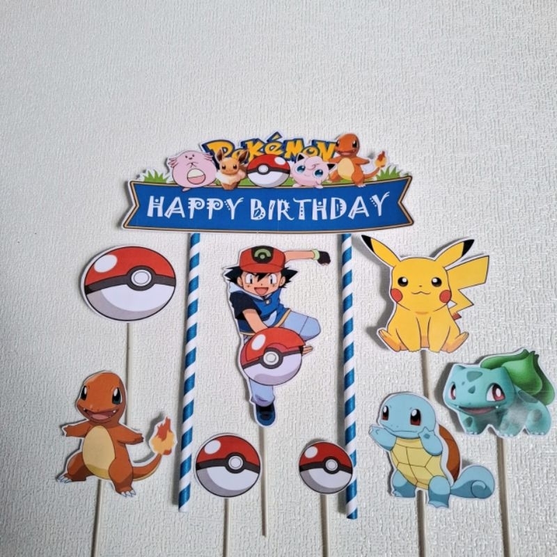 Jual Cake Topper Karakter Pokemon/Hiasan Kue Ulang Tahun/Topper Cake ...