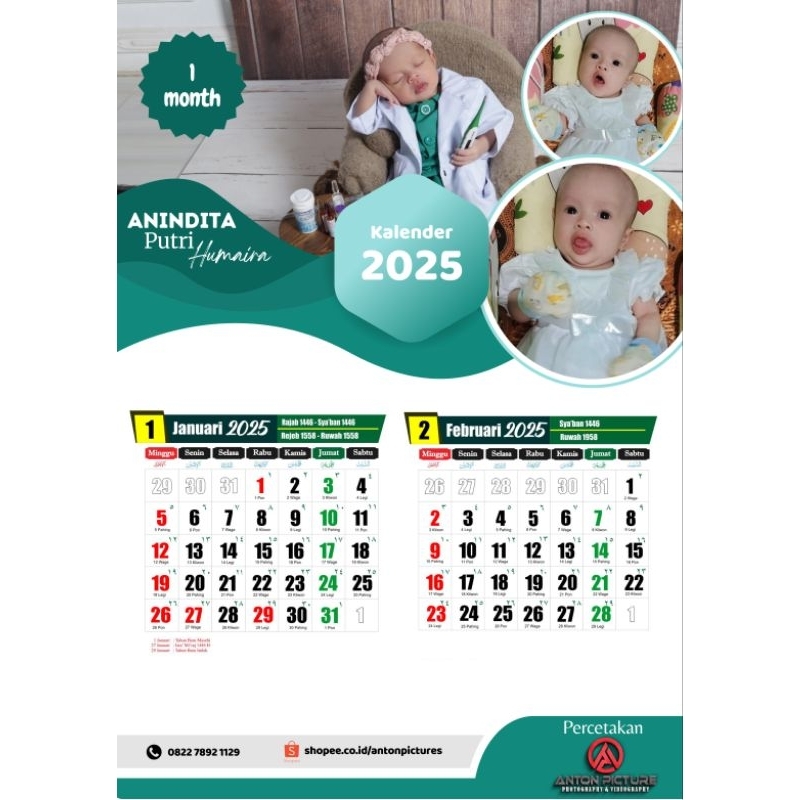 Jual KALENDER 2025 LENGKAP COSTUM 6 LEMBAR | Shopee Indonesia