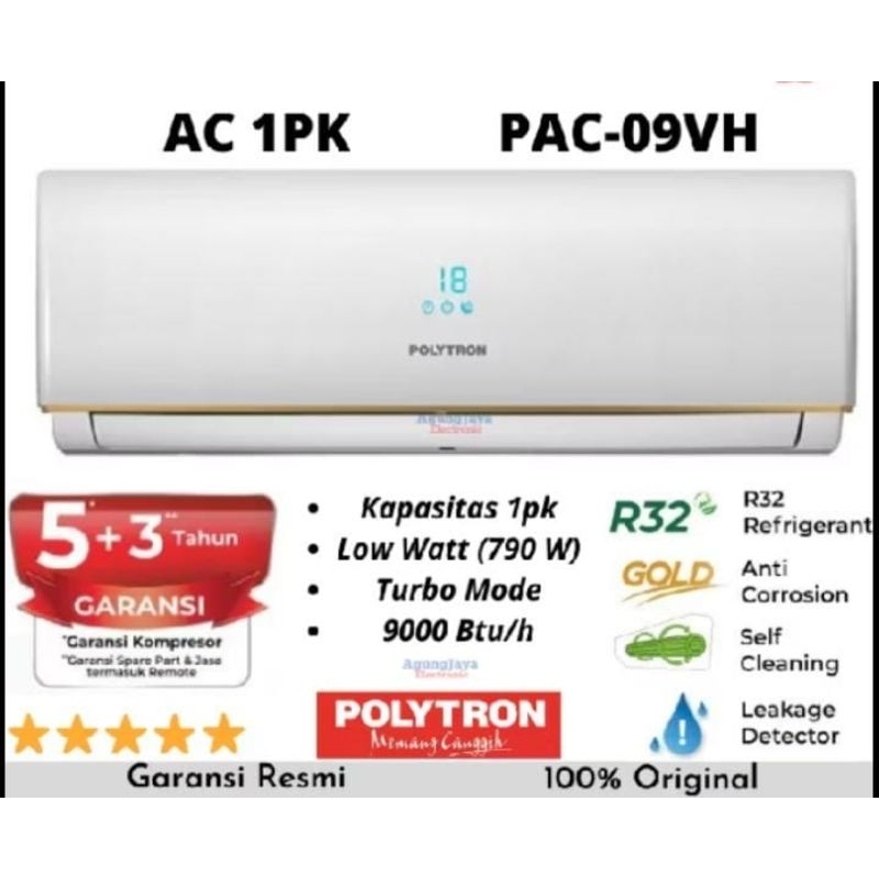 Jual AC POLYTRON 1 PK - PAC 09VH GARANSI RESMI POLYTRON 10 TAHUN( UNIT ...