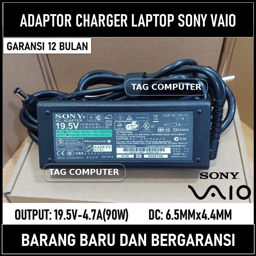 Jual ADAPTOR CHARGER CASSAN LAPTOP ORIGINAL SONY VAIO 19.5V 4.7A SERIES ...